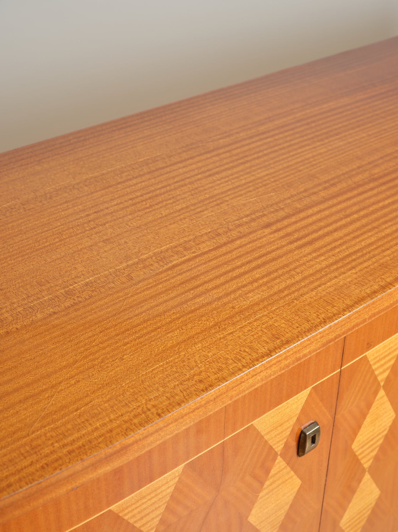 French 4 Door Sideboard Parcade Face and Sycamore Interior c. 1960 – Lawless Design Shoppe